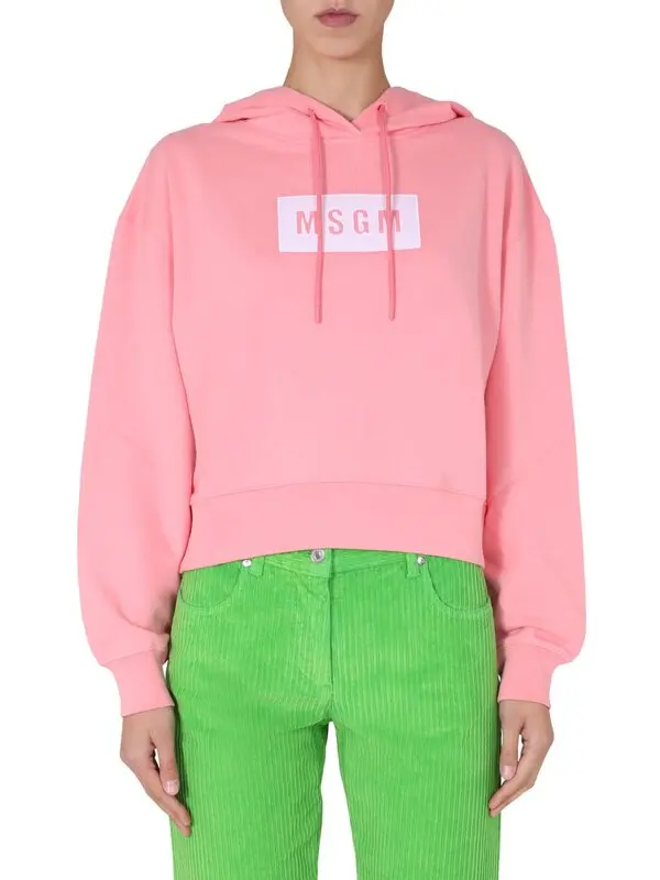 MSGM Relaxed Fit Logo Hoodie - Pink