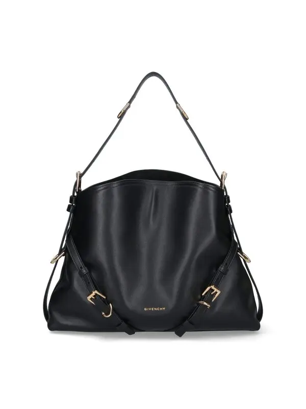 Givenchy Medium Voyou Bag In Shiny Leather - Black