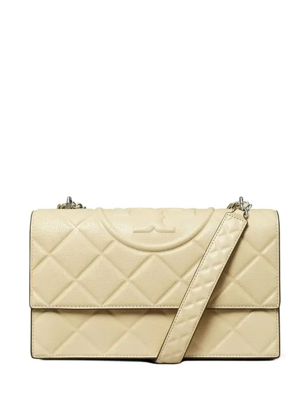 Tory Burch Fleming Quilted Leather Shoulder Bag - Beige