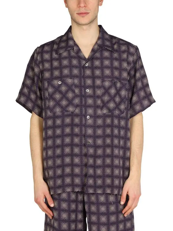 Needles Bowling Collar Mini Check Print Shirt - Multicolour