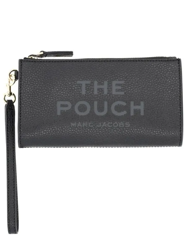 Marc Jacobs Logo Print Zip Pouch Wristlet - Black