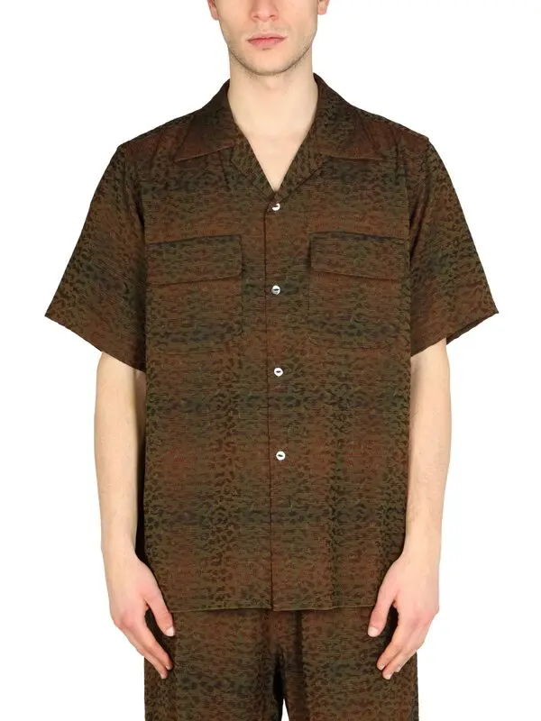 Needles Animal Print Bowling Collar Shirt - Brown