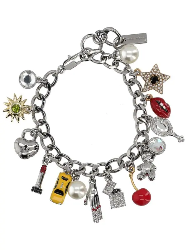 Marc Jacobs Chain Charm Bracelet With Mixed Embellishments - Silver