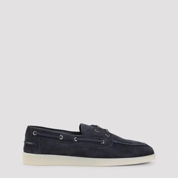 Prada Suede Boat Shoes With Lace-up Fastening - Blue