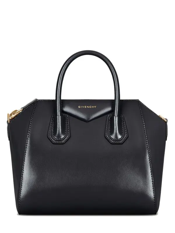 Givenchy Mini Elegance Leather Tote With Gold Accents 28 Cm X 25 Cm X 15 Cm - Nero