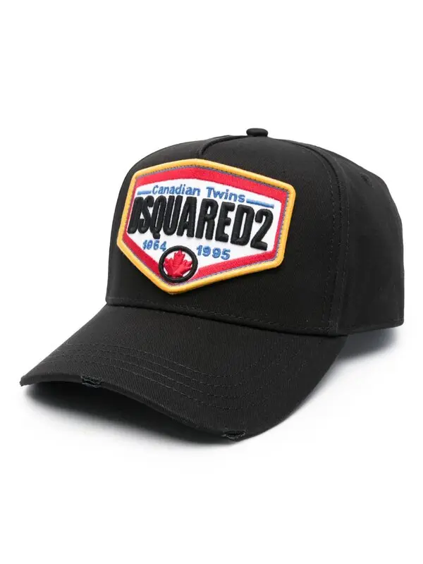 Dsquared2 Distressed Cotton Baseball Cap With Embroidered Logo