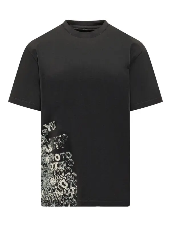 Y3 Cotton Graphic-print Loose Fit T-shirt - Black