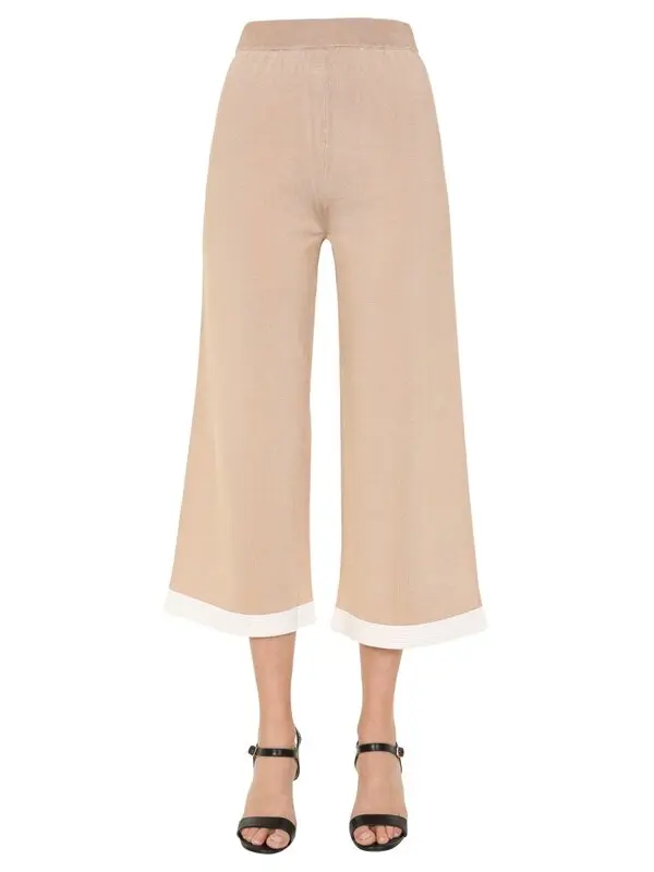 Moschino Cropped Trousers With Elasticated Waist - Beige