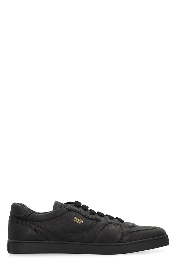 Prada Leather Lace-up Sneakers - Black