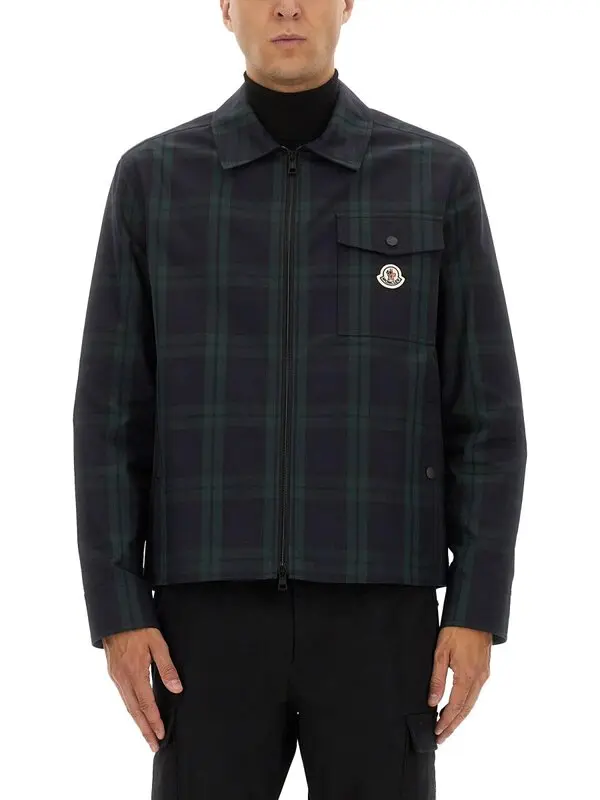 Moncler Checked Cotton Gabardine Zip-up Shirt Jacket