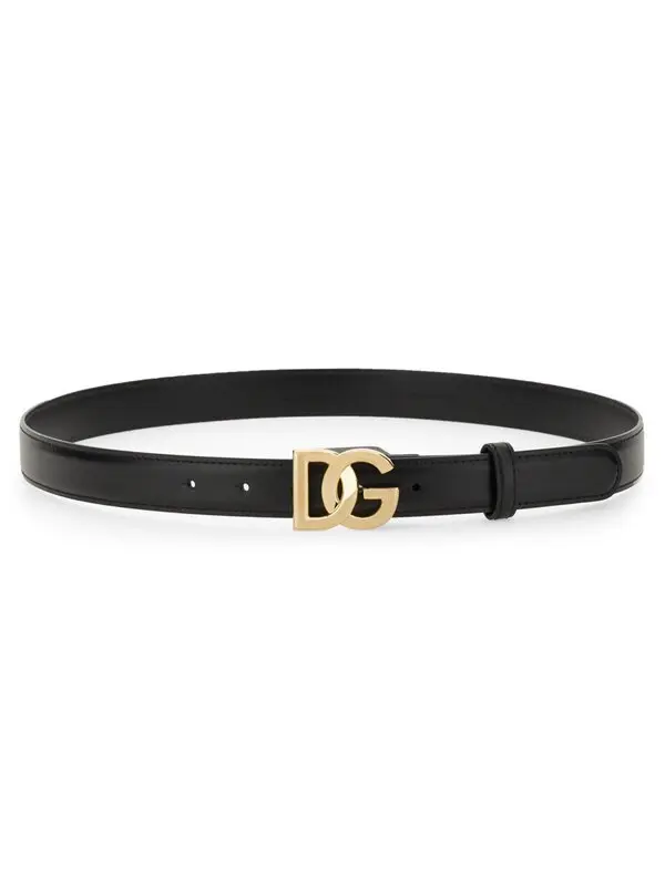 Dolce & Gabbana Calfskin Belt With Dg Logo - Black