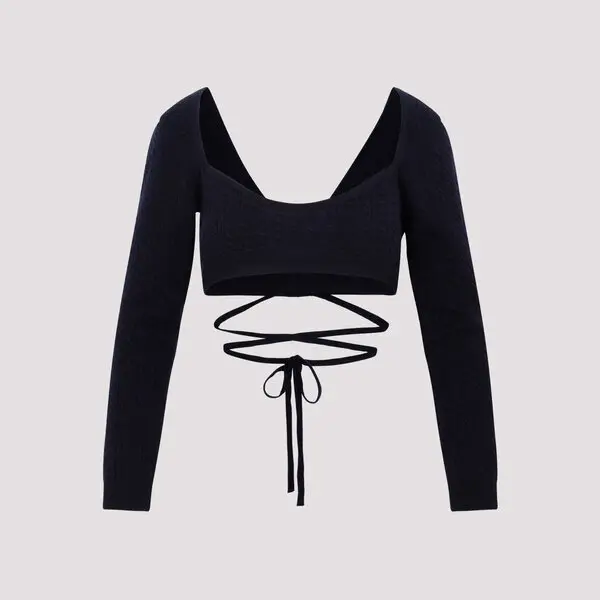 PATOU Ribbed-knit Wrap Top