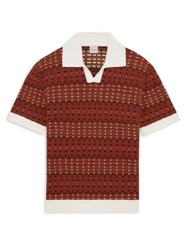 Drole De Monsieur Short-sleeved Polo With Retro Knit Design - Red