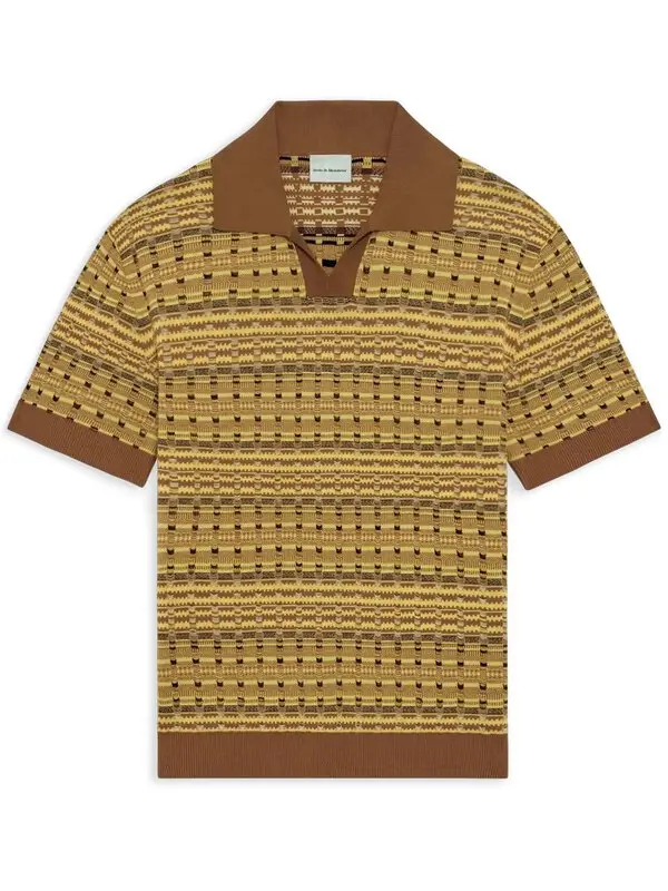 Drole De Monsieur Short-sleeved Mini Polo With Unique Knit Design - Yellow