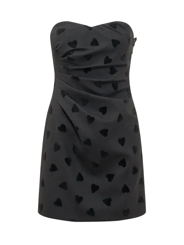 Celine Mini Strapless Bustier Dress With Heart Pattern - Black