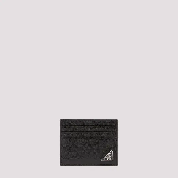 Prada Mini Leather Card Holder - Black