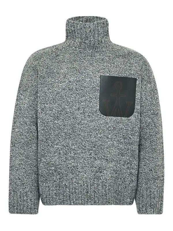 JW Anderson High-neck Sweater With Leather Pocket - Grey