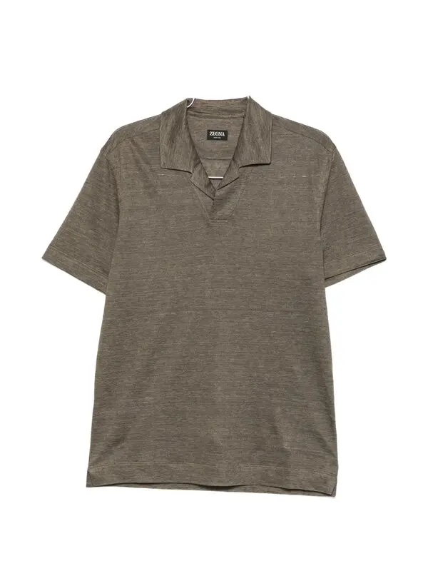 Zegna Linen V-neck Polo Shirt For - Verde