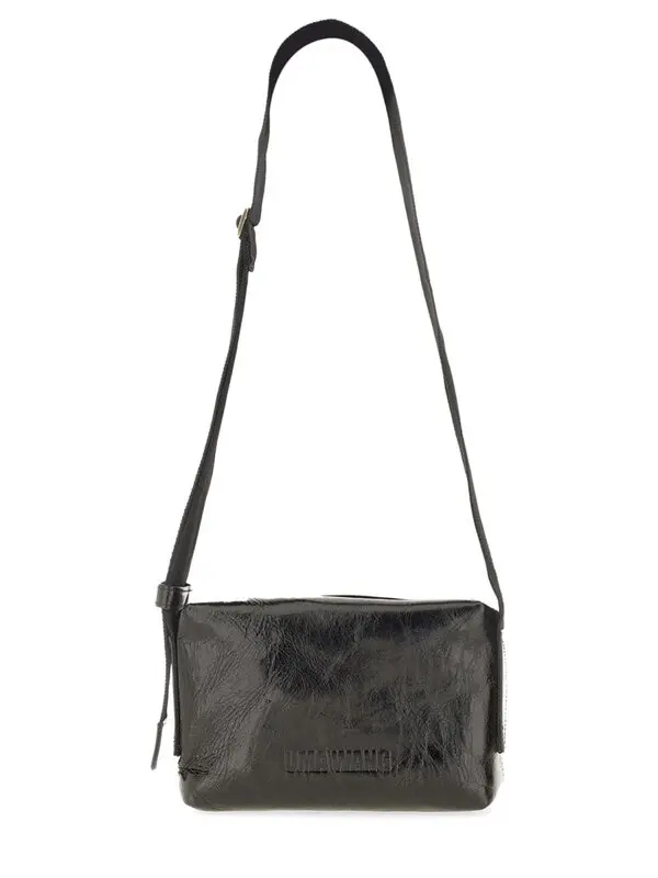 UMA WANG Logo Debossed Leather Shoulder Bag - Black