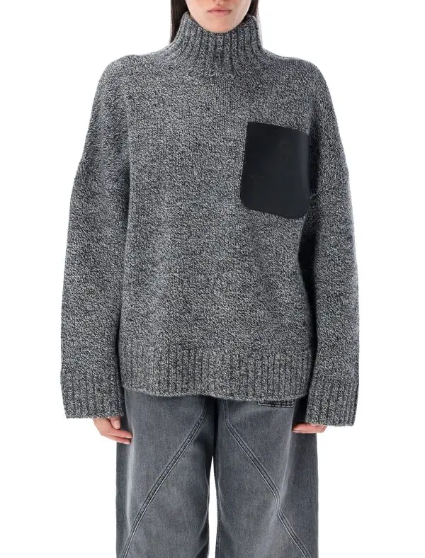 JW Anderson High-neck Sweater With Leather Patch Pocket