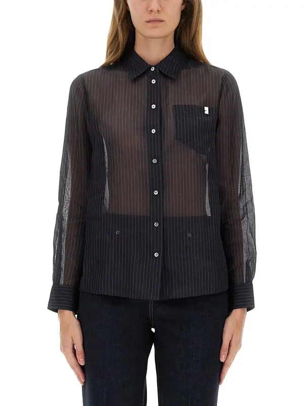 Tory Burch Striped Cotton Shirt - Blue