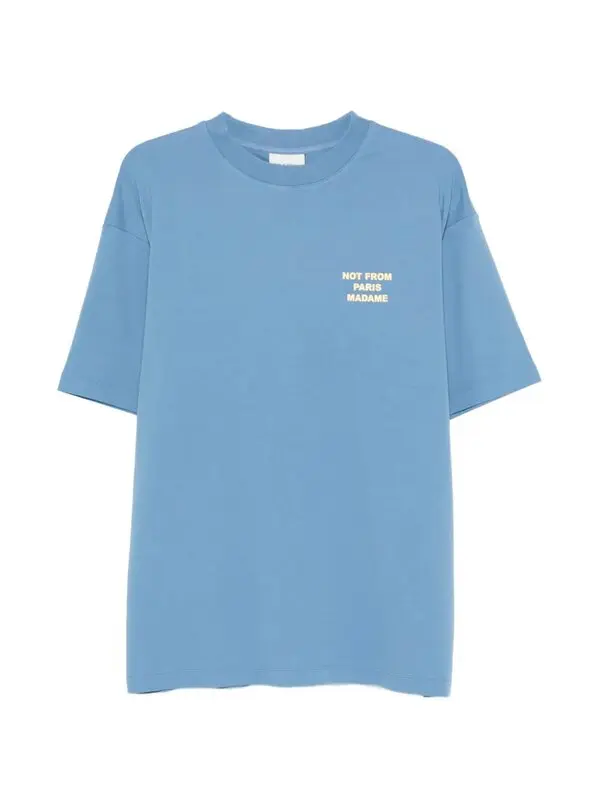 Drole De Monsieur Statement Slogan Interlock T-shirt - Blue