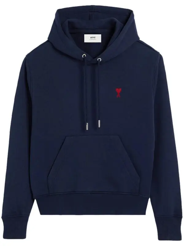 AMI Paris Cotton De Coeur Hoodie - Blue