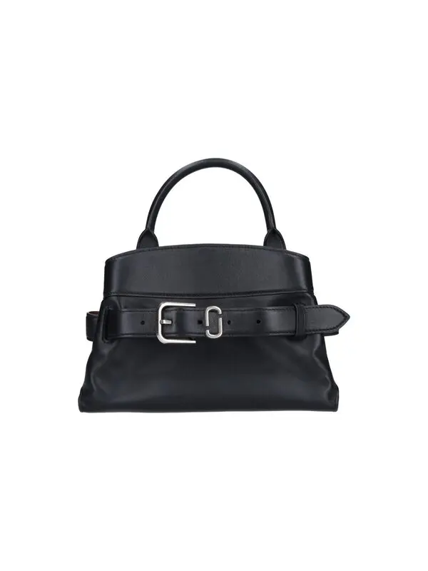 Marc Jacobs Leather Shoulder Bag With Buckle Detail - Black