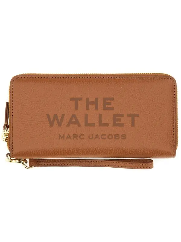 Marc Jacobs Mini Leather Wallet 10 Cm X 20 Cm X 2 Cm - Buff