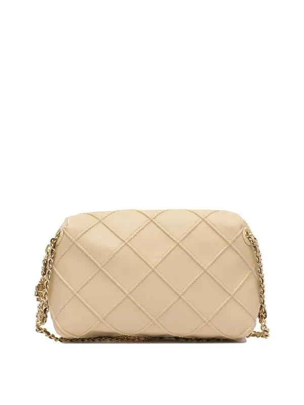 Tory Burch Mini Quilted Lamb Leather Crossbody Handbag - Beige