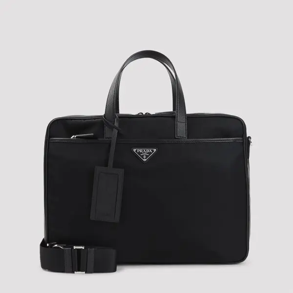 Prada Recycled Polyamide & Calf Leather Bag 38cm X 28cm X 11cm - Black