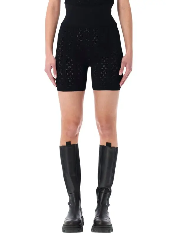 JW Anderson Knitted Pointelle Fitted Shorts - Black