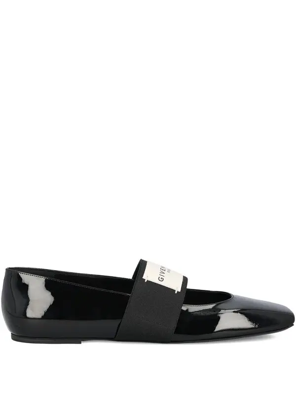 Givenchy Black Patent Leather Ballet Flats With Logo Tag - Nero