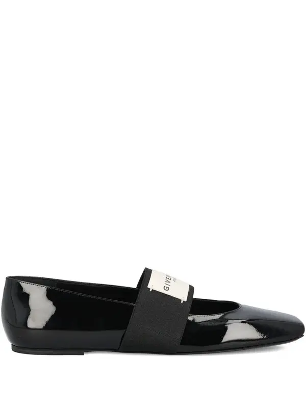 Givenchy Sliced Square Ballerinas In Patent Leather - Black