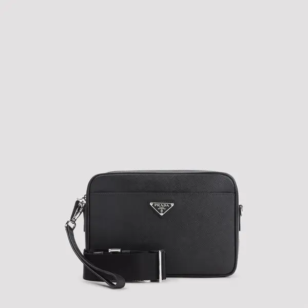 Prada Saffiano Leather Mini Bandolier Handbag - Black
