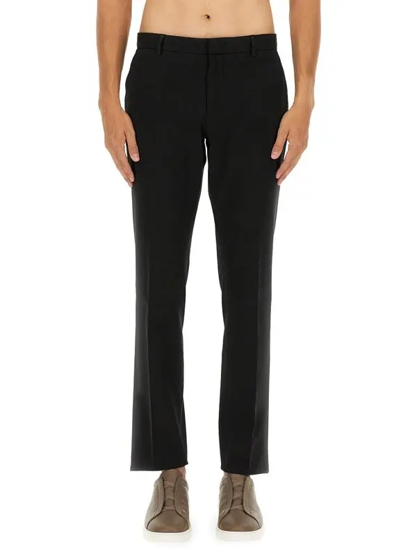 Zegna Premium Cotton Tailored Pants - Black
