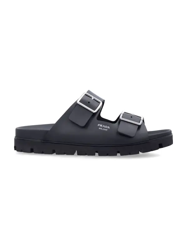 Prada Rubber Strap Buckled Sandals - Nero