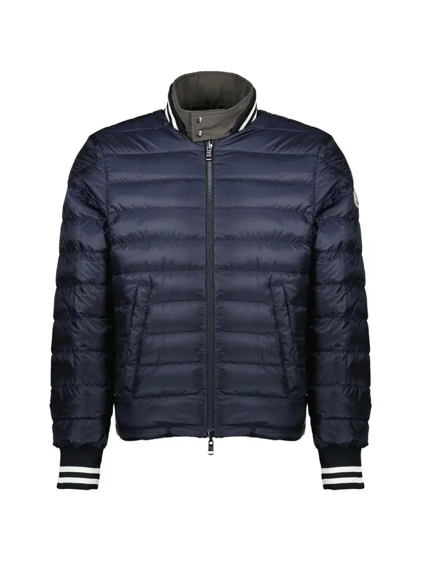 Moncler Zip-up Bomber Jacket With Striped Accents - Darkgrey