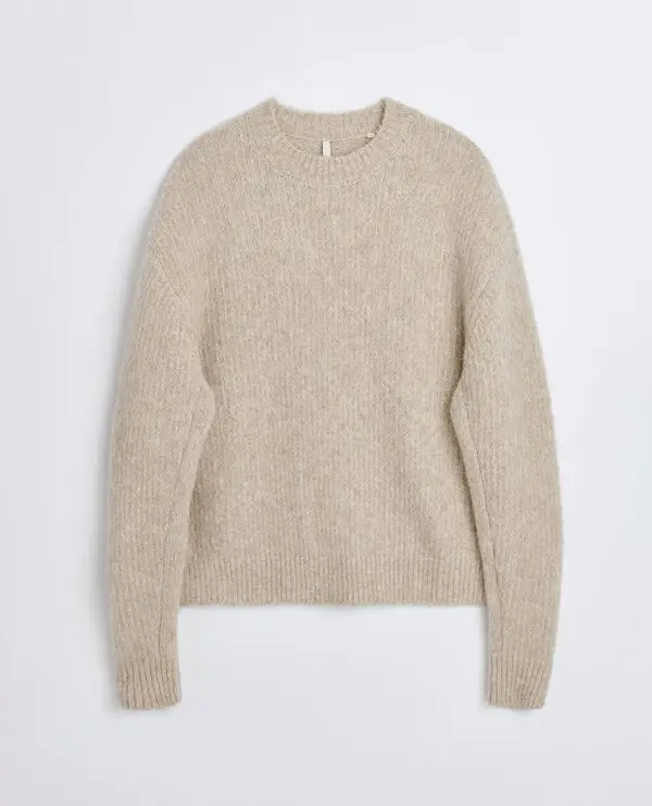 SUNFLOWER Brushed Rib Crew Neck Sweater 5gg Knit For - Beige
