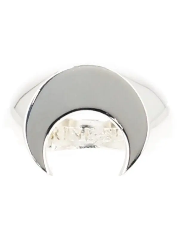 MARINE SERRE Upcycled Plated Moon Ring - Silver