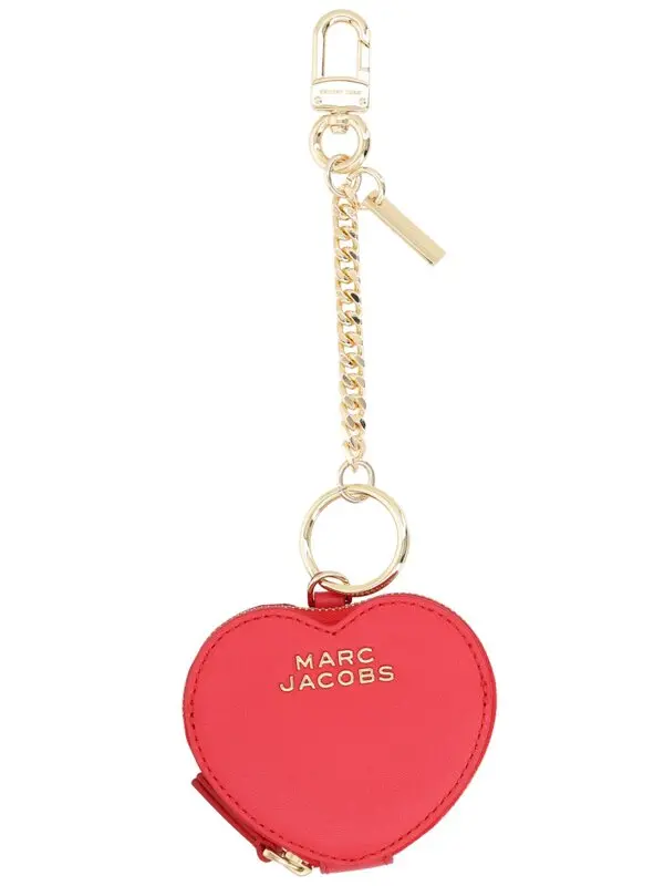 Marc Jacobs Heart Shaped Leather Pouch With Chain Detail - Red