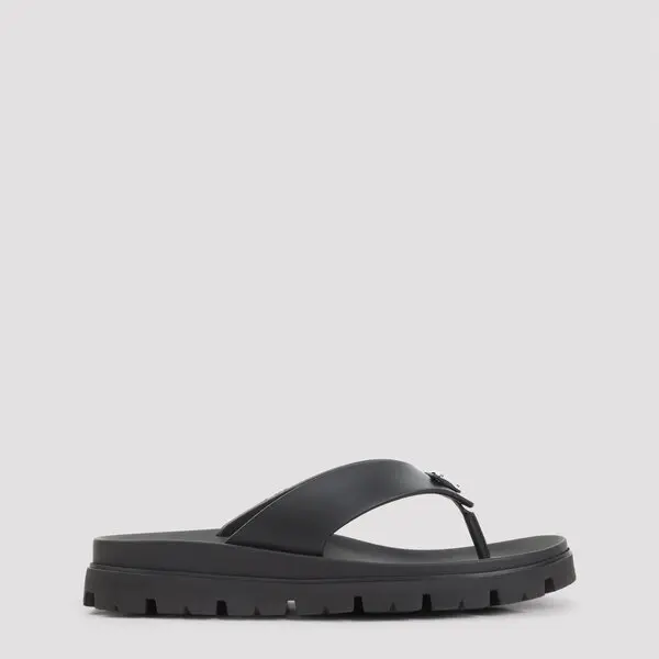 Prada Rubber Thong Sandals - Black