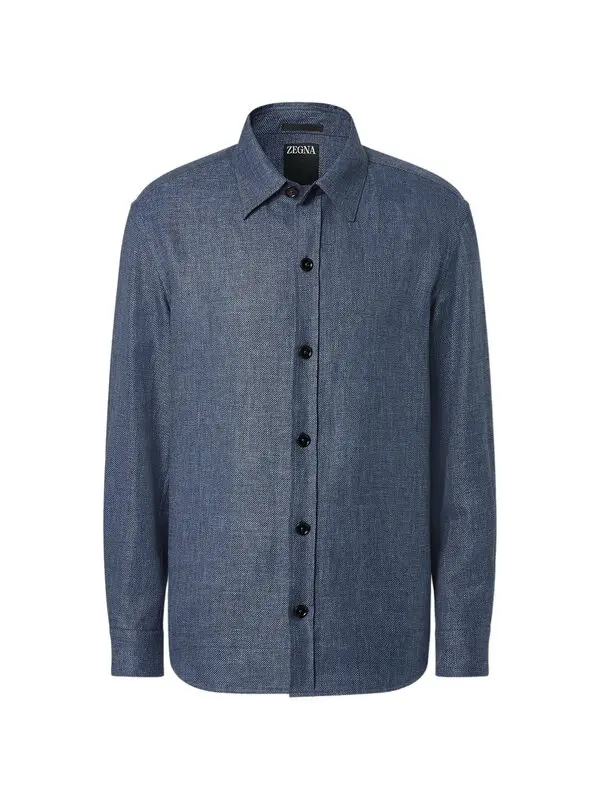 Zegna Refined Regular Fit Shirt With Button Closure And Rounded Hem