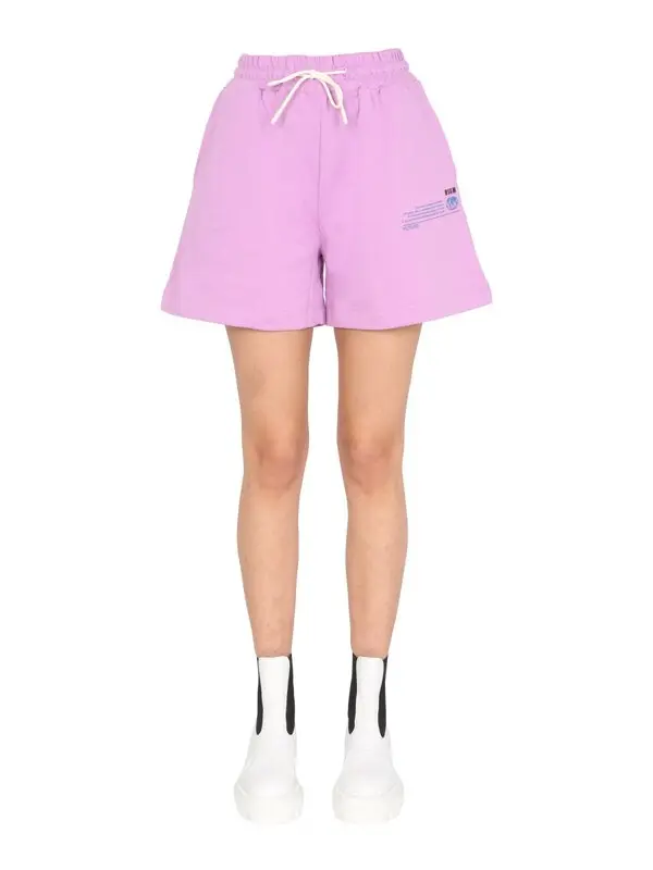 MSGM Mini Cotton Shorts With Elastic Waist