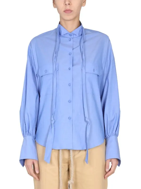 MAISON JEJIA Cotton Poplin Shirt With Tie Detail