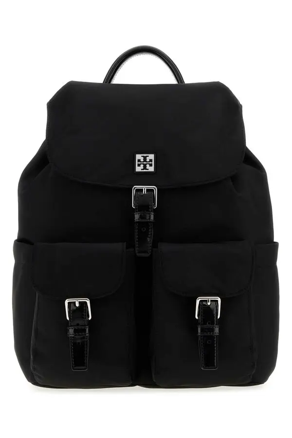 Tory Burch Virginia Metallic Flap Backpack - Black