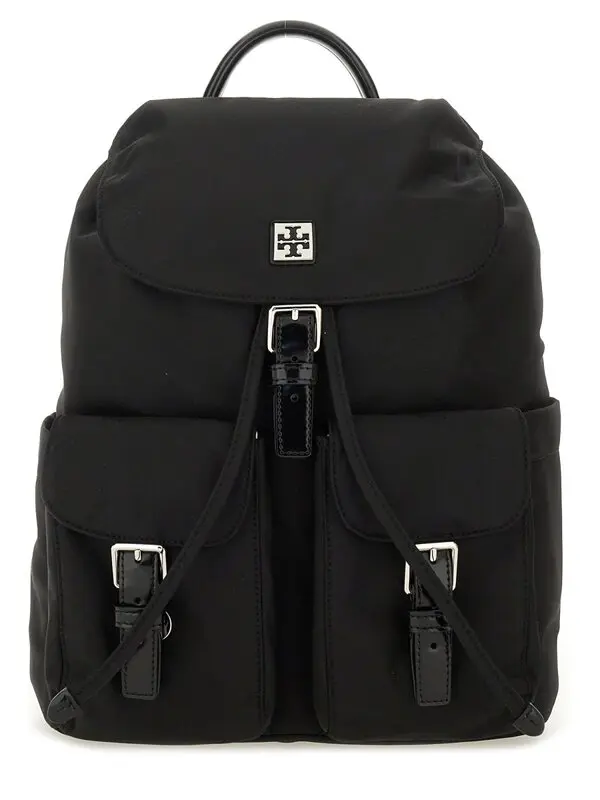 Tory Burch Virginia Metallic Flap Backpack - Black