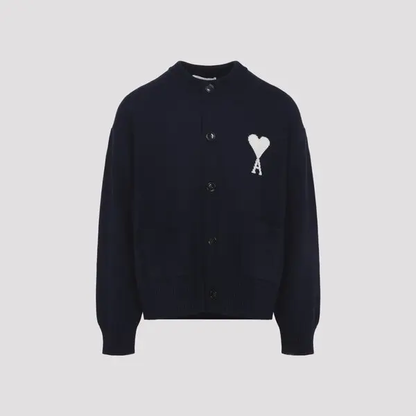 AMI Paris Wool Crewneck De Coeur Cardigan