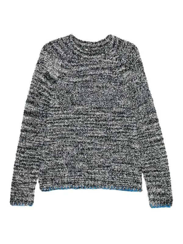 SUNFLOWER Premium Mohair Wool Blend Crewneck Sweater With Contrasting Hand-stitched Details - Grey