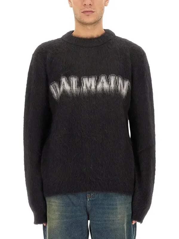 Balmain Logo-print Brushed-finish Jumper